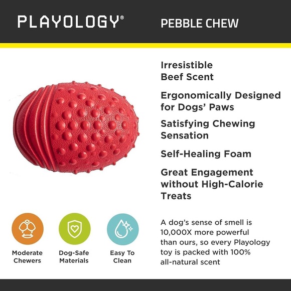 Playology | Dog | Nwt Playology Pebble Chew Beef Scent Chewable Dog Toy ...